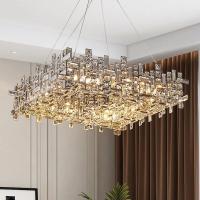 China Rectangle Chrome Crystal Chandelier Modern Chrome K9 Crystal Pendant Lights(WH-CY-257) for sale
