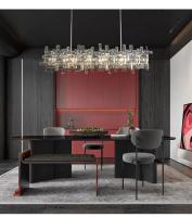China Rectangle Chrome Crystal Chandelier Modern Chrome K9 Crystal Pendant Lights(WH-CY-257) for sale