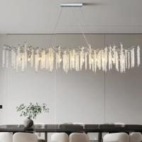 China Modern Rectangle Crystal Chandeliers Large for Dining Living Room Silver Long K9 Crystal Chandeliers (WH-CY-260) for sale