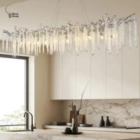 China Modern Rectangle Crystal Chandeliers Large for Dining Living Room Silver Long K9 Crystal Chandeliers (WH-CY-260) for sale