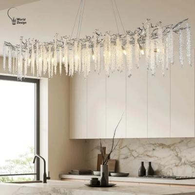 China Modern Rectangle Crystal Chandeliers Large for Dining Living Room Silver Long K9 Crystal Chandeliers (WH-CY-260) for sale