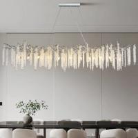 China Modern Rectangle Crystal Chandeliers Large for Dining Living Room Silver Long K9 Crystal Chandeliers (WH-CY-260) for sale