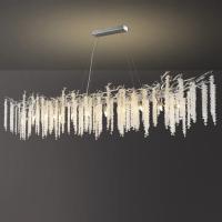 China Modern Rectangle Crystal Chandeliers Large for Dining Living Room Silver Long K9 Crystal Chandeliers (WH-CY-260) for sale