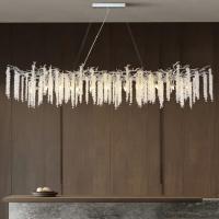 China Modern Rectangle Crystal Chandeliers Large for Dining Living Room Silver Long K9 Crystal Chandeliers (WH-CY-260) for sale