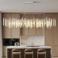 China Modern Rectangle Crystal Chandeliers Large for Dining Living Room Silver Long K9 Crystal Chandeliers (WH-CY-260) for sale