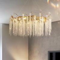 China Modern Rectangle Crystal Chandeliers Large for Dining Living Room Silver Long K9 Crystal Chandeliers (WH-CY-260) for sale