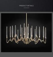 China Long Crystal Candelabra Ceiling Chandelier Luxury Gold Crystal Candle Chandelier Light (WH-CY-261) for sale