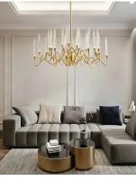 China Long Crystal Candelabra Ceiling Chandelier Luxury Gold Crystal Candle Chandelier Light (WH-CY-261) for sale