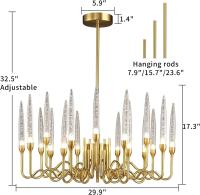 China Long Crystal Candelabra Ceiling Chandelier Luxury Gold Crystal Candle Chandelier Light (WH-CY-261) for sale