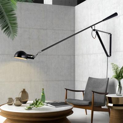 China Art Decor LED Wall Mounted Bedside Light White Black Adjustable Long Arm Plug in Wall lamp (WH-OR-04) for sale