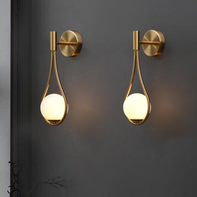 China Mdern Glass ball wall scones bedside Bedroom Brass Gold Color Minimalist wall lamp (WH-OR-12） for sale