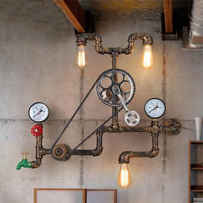 China Vintage retro loft industrial wind light personality water pipe gear wall lamp (WH-VR-24) for sale