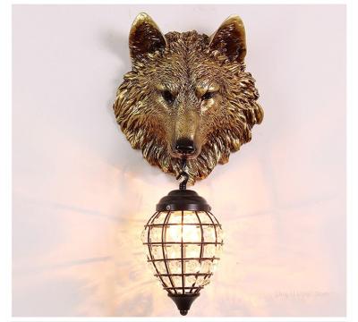 China Resin Wolf Wall Lamps Vintage Wall Sconce Light Fixtures for Living Room Bedroom Loft Industrial Lamp (WH-VR-63) for sale