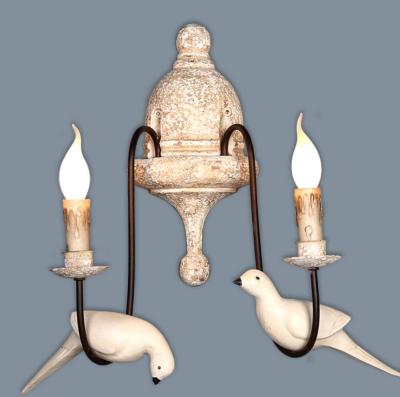 China Retro bird wall lamp french vintage white wood wall sconce rustic wall lamp （WH-VR-70) for sale