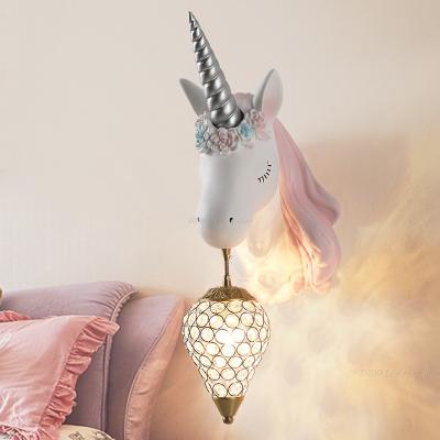 China Creative Cartoon Unicorn Lamp Pink Children's Room Decor Unicorn Beside Wall Lamp (WH-VR-73） for sale