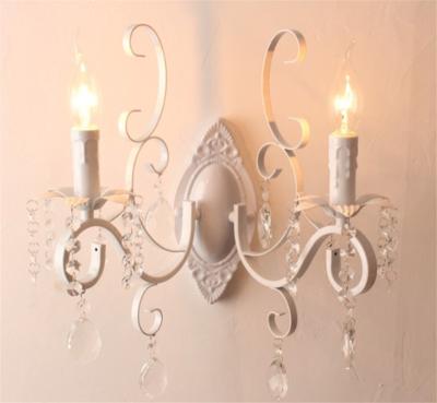 China classic vintage candle wall light black wrought iron body crystal deco wall mount light (WH-VR-99） for sale