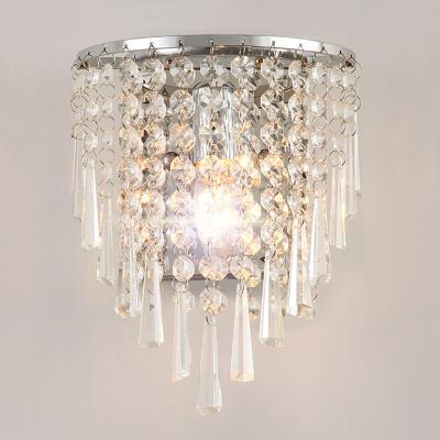 China Modern Led Crystal Wall Lamp Tricolor Light Bedside Lamp silver wall light(WH-OR-26) for sale