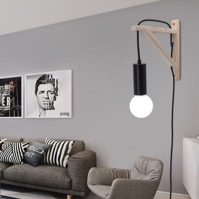 China Nordic Wooden Wall Lamp Creative Industrial Dining Room Bedroom Plug in wall lamp (WH-OR-65) for sale