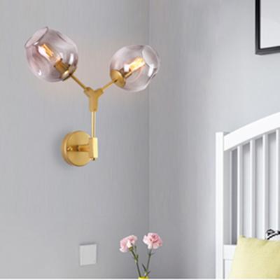 China Post modern magic bean double head glass bubble cover villa hotel corridor molecular wall lamp (WH-OR-95) for sale