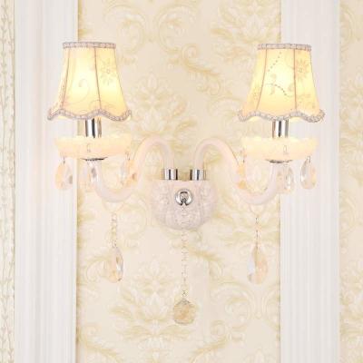 China Modern Design LED Luxury Hanging K9 Crystal White Wall Lamps Bedroom Headboard Wall Sconce(WH-OR-162) for sale