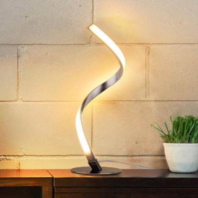 China LED Spiral Table Lamp Curved Desk Bedside Lamp silver table lamp(WH-MTB-42) for sale