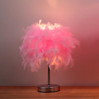 China E27 Bedside Table LED Lamp Feather Romantic Feather table lamp(WH-MTB-56) for sale