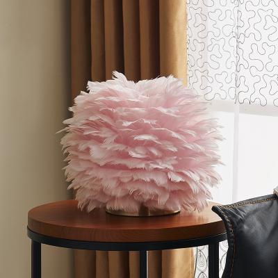 China Pink Feather Table Lamp Warm and Romantic Girl Children's Room Table light(WH-MTB-66) for sale