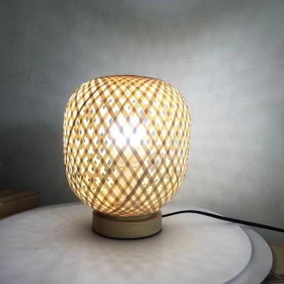 China Living Room Bedroom Chinese Style Hand-woven Wood Art Table Lamps(WH-MTB-92) for sale