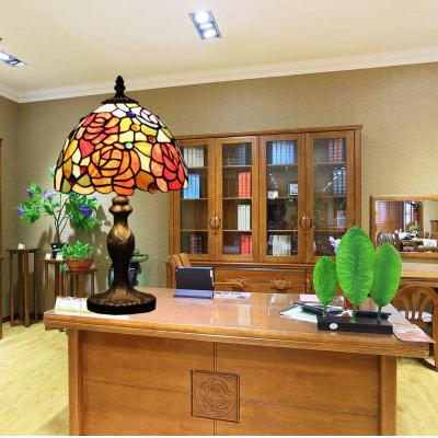 China Stained Glass Red Rose Flower Wedding Marriage Living room Bedroom Tiffany light(WH-TTB-12) for sale
