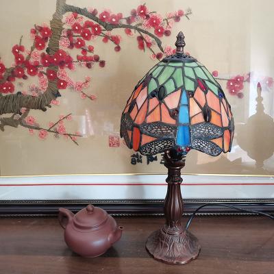 China 20CM Tiffany Table Lamp E27 AC85-265V Dragonfly Style Bedroom Bedside Lamp(WH-TTB-19) for sale