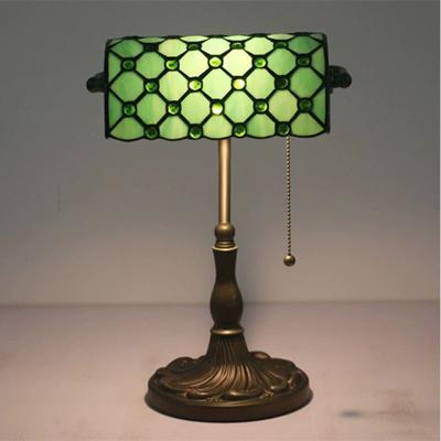 China New Tiffany Table Lamp Alloy Base Retro Bank Light Green Bedside Table Lamp(WH-TTB-22) for sale