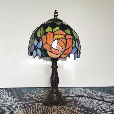 China 20CM Tiffany Table Lamp Alloy Base Rose Lampshade Bedroom Bedside Lamp(WH-TTB-27) for sale