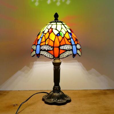 China 20CM Tiffany Table Lamp E27 Dragonfly Style Resin Base Lamp Creative Fashion Retro Table Lamp(WH-TTB-28) for sale