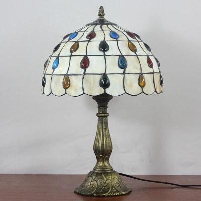China Tiffany Table Lamp 30cm Colored Bead Lampshape Bedroom Bedside Lamp Creative Fashion Adjustable Light Retro Table Lamps( for sale