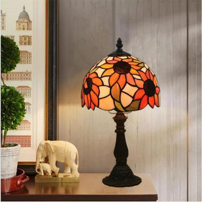 China Tiffany Table Lamp 20cm Sun Flower Lamp Shape E27 Bedroom Bedside Lamp(WH-TTB-52) for sale