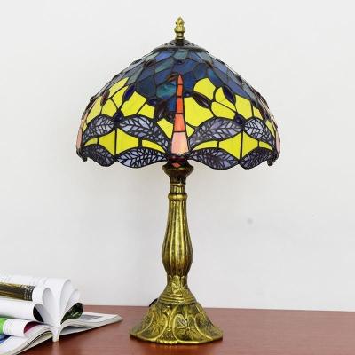 China Tiffany Table Lamp 30cm Dragonfly Lampshape Alloy Base table lamp for bedroom(WH-TTB-58) for sale