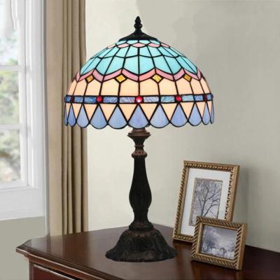 China 30CM Tiffany Table Lamp European Bedroom Bedside Light E27 Retro Decorative stained glass lamp(WH-TTB-76) for sale