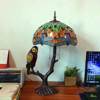 China New Tiffany Table Lamp Dragonfly Parrot Lampshade Lighting table lamp loft(WH-TTB-81) for sale