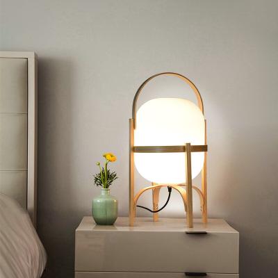 China Nordic Solid Wood Glass Table Lamp Modern Creative Cesta Table Lamp(WH-MTB-166) for sale