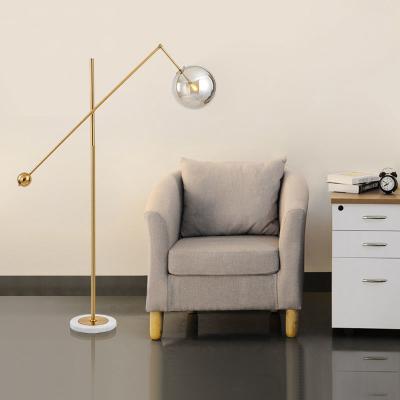 China Modern minimalist marble LED golden glass ball floor lamp living room sofa vertical lighting(WH-MFL-41) for sale