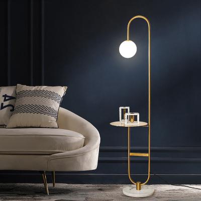 China Modern Floor Lamp LED Standing Lamp With Round Table Glass ball Art Deco Living Room Reading Lights(WH-MFL-89) for sale