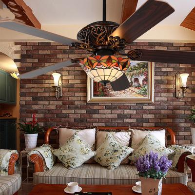 China LED Ceiling Fan Light Tiffany Fan Light Jane Ceiling Fan Light Wooden Room Decoration industrial ceiling fan(WH-CLL-32) for sale