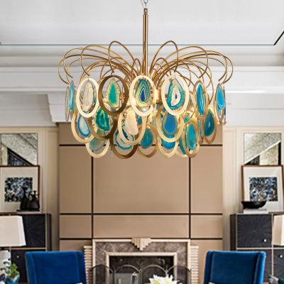 China Modern Luxury colorful Nordic LED Light Ceiling Slice Agate Chandelier（WH-MI-181) for sale