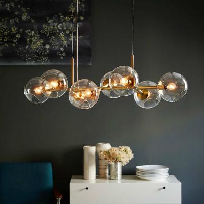 China Modern Clear Gray Glass E27 Led Chandelier Gold Black Metal Straight Chandelier(WH-MI-202) for sale