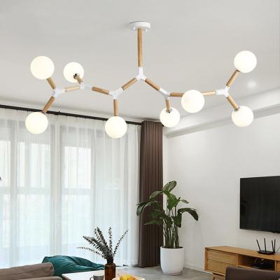 China Creative Wooden Chandelier with glass bubble chandelier Sptnik Spider Chandelier(WH-MI-214) for sale