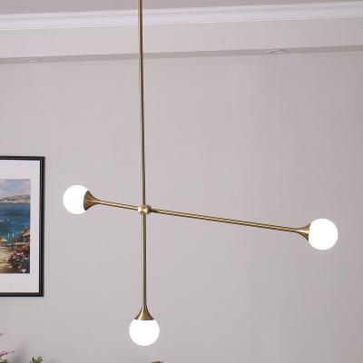 China Nordic gold chandelier Line Iron Lighting Glass Ball Lampshade lustre industrial Chandelier(WH-MI-235) for sale