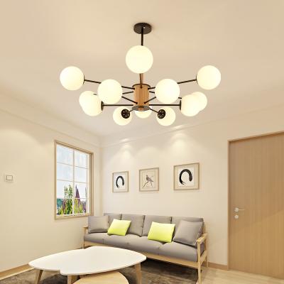 China Modern wooden chandelier with white glass bubbles replica chandelier(WH-MI-248) for sale