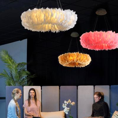 China Feather Chandelier Lighting For Kids room lamp Bedroom staircase Restaurant ring chandelier(WH-MI-271) for sale