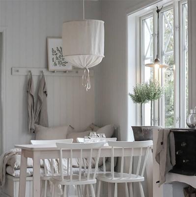 China Nordic design Fabric Lampshade LED white pendant light for dining room Hotel Round Linen Pendant Lamp(WH-AP-106) for sale