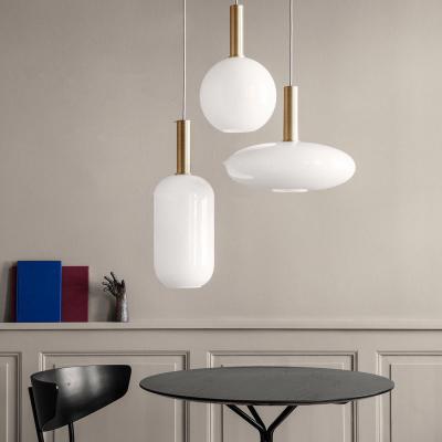 China Nordic Glass Pendant Light  Round Oval Cylinder Milk White pendant light Hotel Restaurant Study Pendant Light(WH-AP-121) for sale